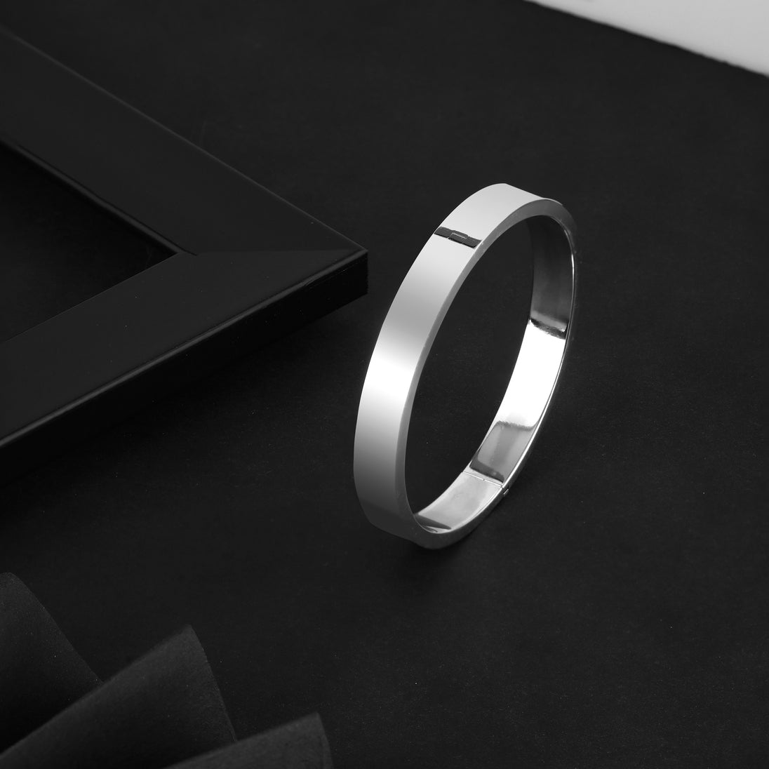 925 Pure Silver Flat Hollow Kada – Shining Silver.in